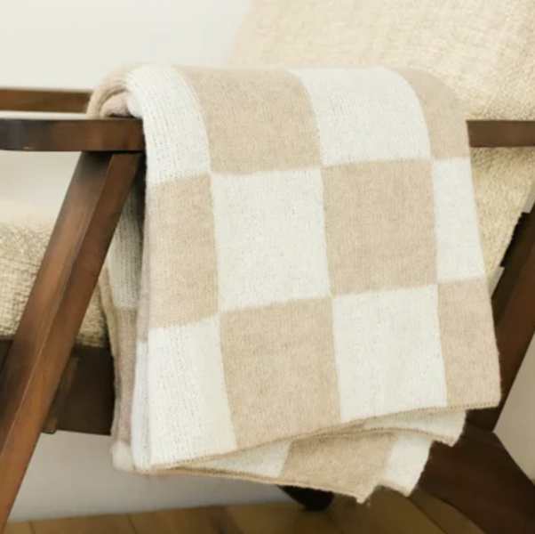 Tan Plaid Throw Blanket – Linen & Clove