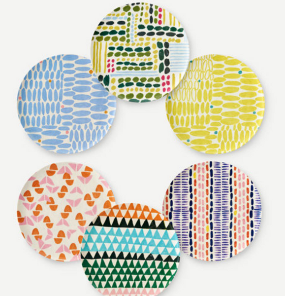 11" Melamine Patterned Plate – Linen & Clove